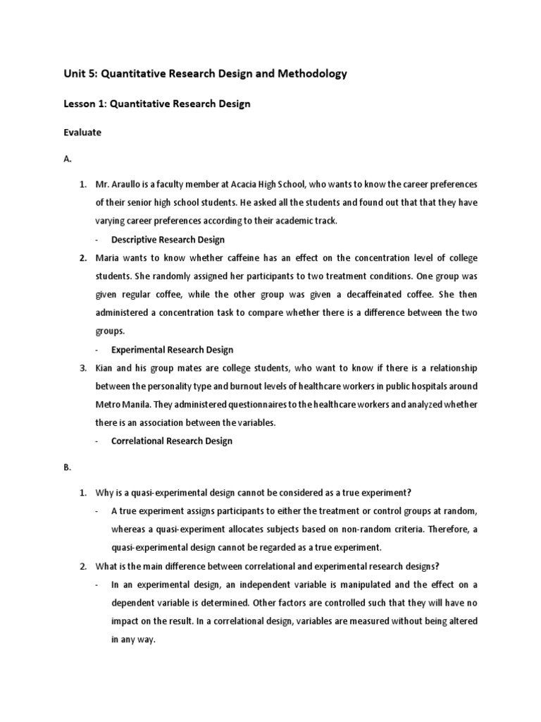 Unit 5: Quantitative Research Design and Methodology | PDF | Sampling ...