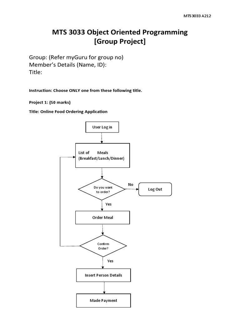 A212 MTS 3033 Group Project | Download Free PDF | Method (Computer Programming) | Meal
