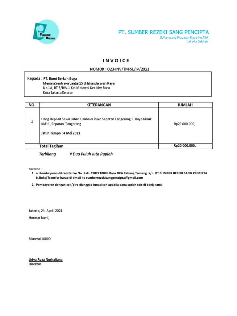 INVOICE 023-026 RUKO SEPATAN - Deposit - Payment1 - Payment2 - Payment3 ...