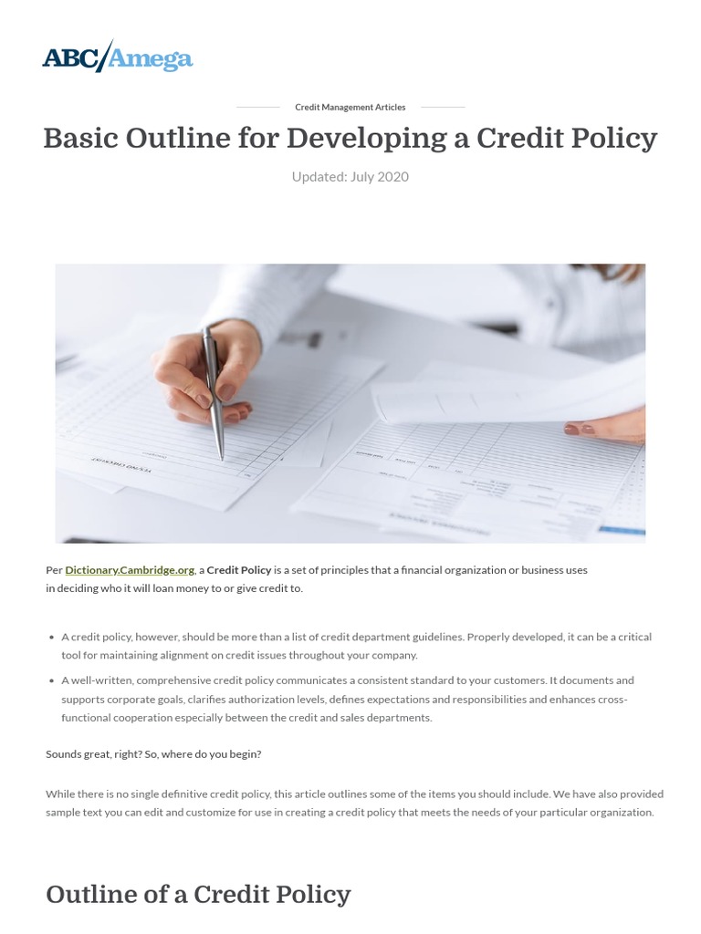 Basic Outline For Developing A Credit Policy | PDF | Invoice | Credit