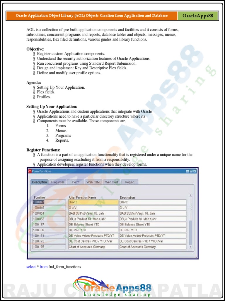 03 Aol Oracle Application Object Library Aol Training Manual Pdf Menu Computing