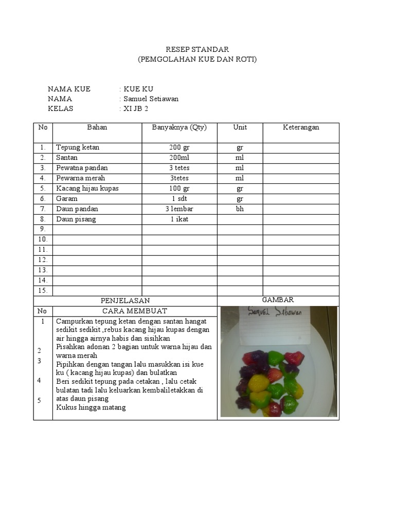 RESEP STANDAR Banyak 1 | PDF