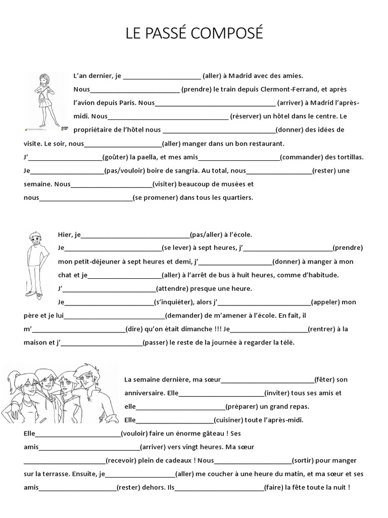 Texte A Trous Le Passe Compose Exercice Grammatical - 109172 | PDF