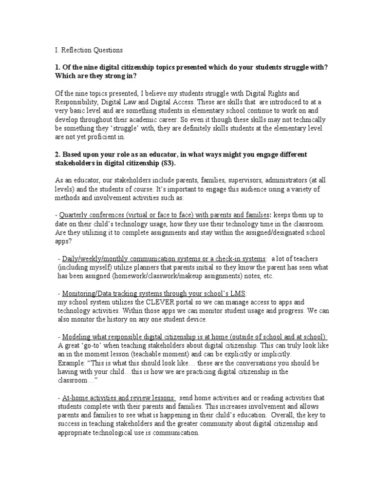 Digital Citizenship Activity | PDF | Classroom | Teachers