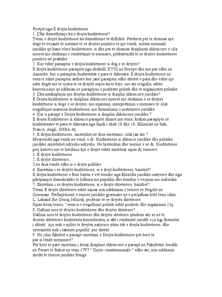 Pyetje Dhe Pergjigje Nga E Drejta Kushtetuese | PDF