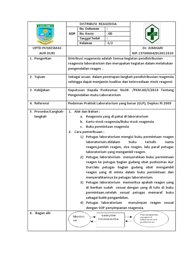 SOP Distribusi Reagen | PDF