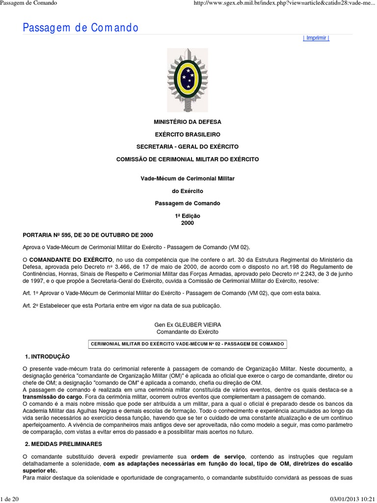 Vade Mecum - Passagem de Comando | PDF | Militar | Ciência militar