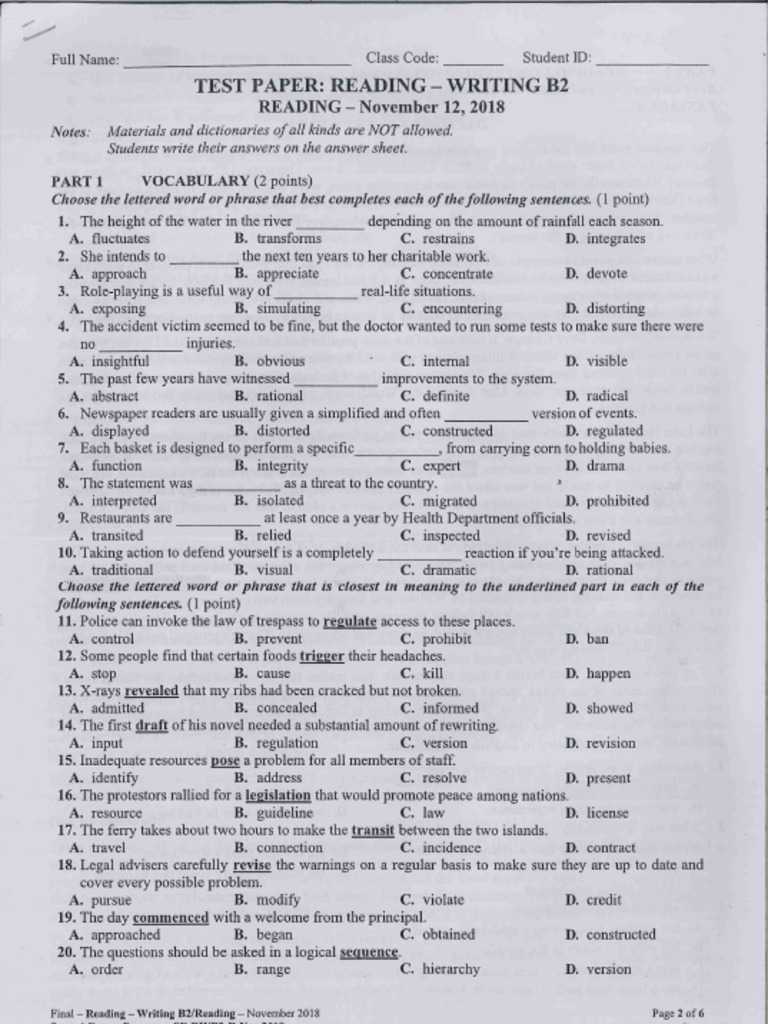 B2-Reading Practice Test | PDF