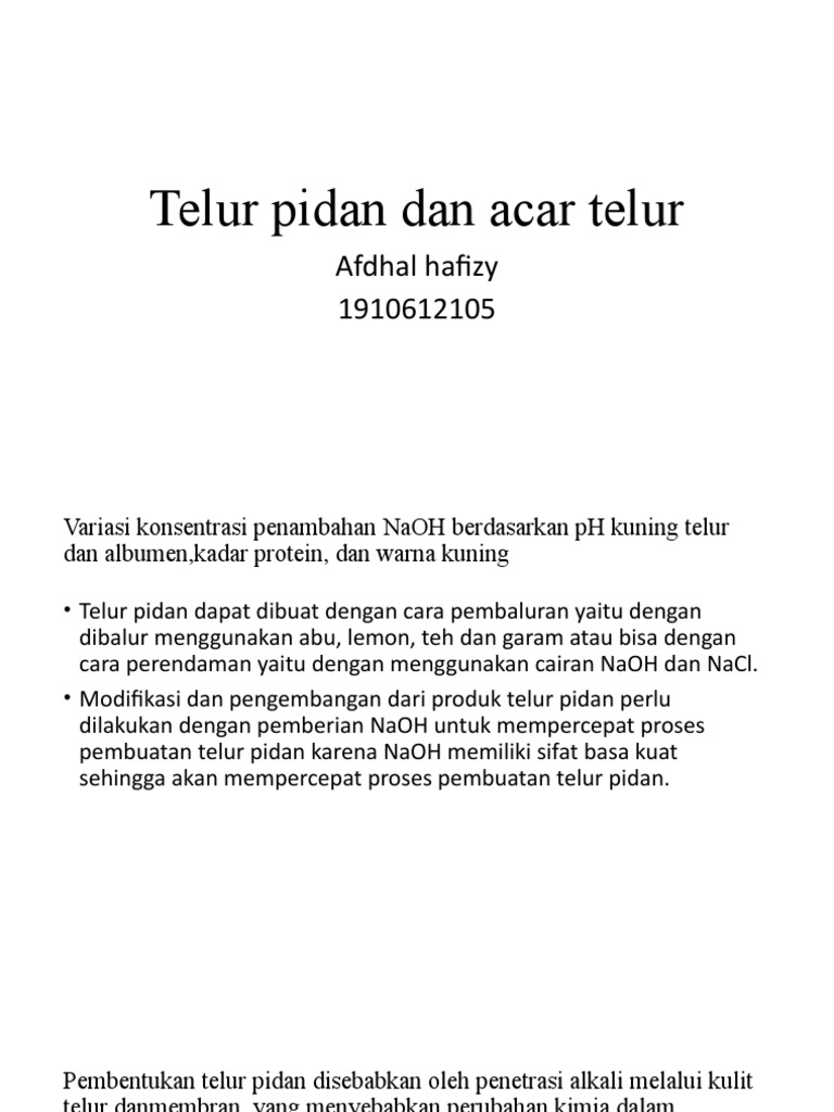 Telur Pidan Dan Acar Telur | PDF