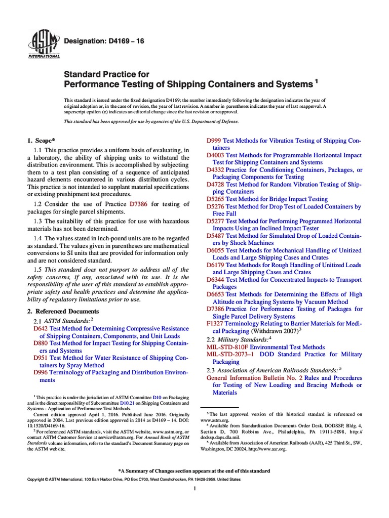 Astm D4169-16 | PDF | Packaging And Labeling | Transport