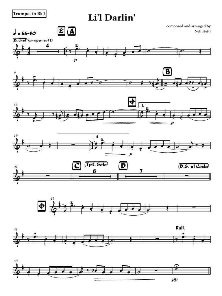 Li'l Darlin' - 06 - Trumpet in BB 1 | PDF | Modernism (Music) | Jazz