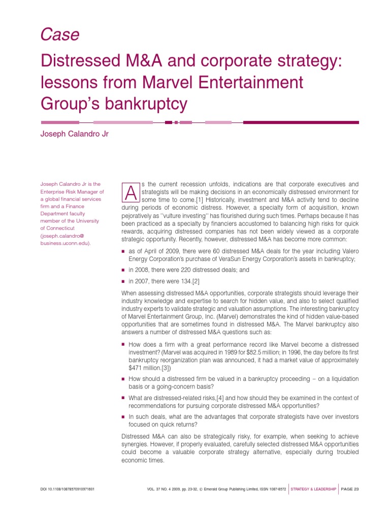 Distressed M&A and Corporate Strategy | PDF | Valuation (Finance ...