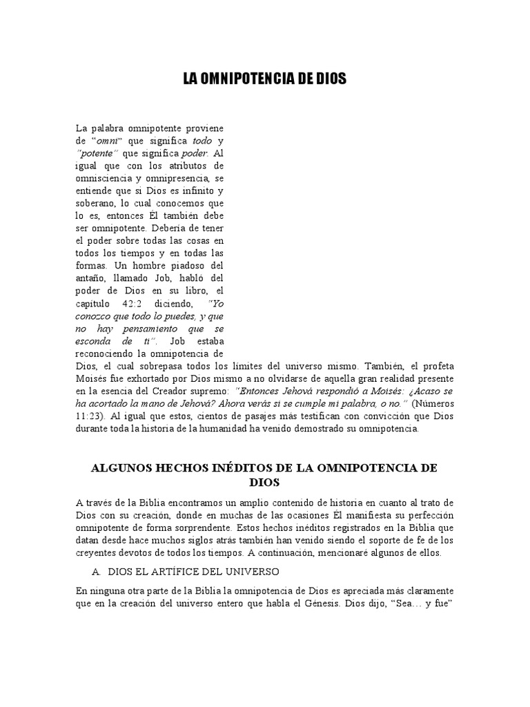 La magnitud de la omnipotencia de Dios revelada a través de la historia | PDF | Dios | Omnipotencia