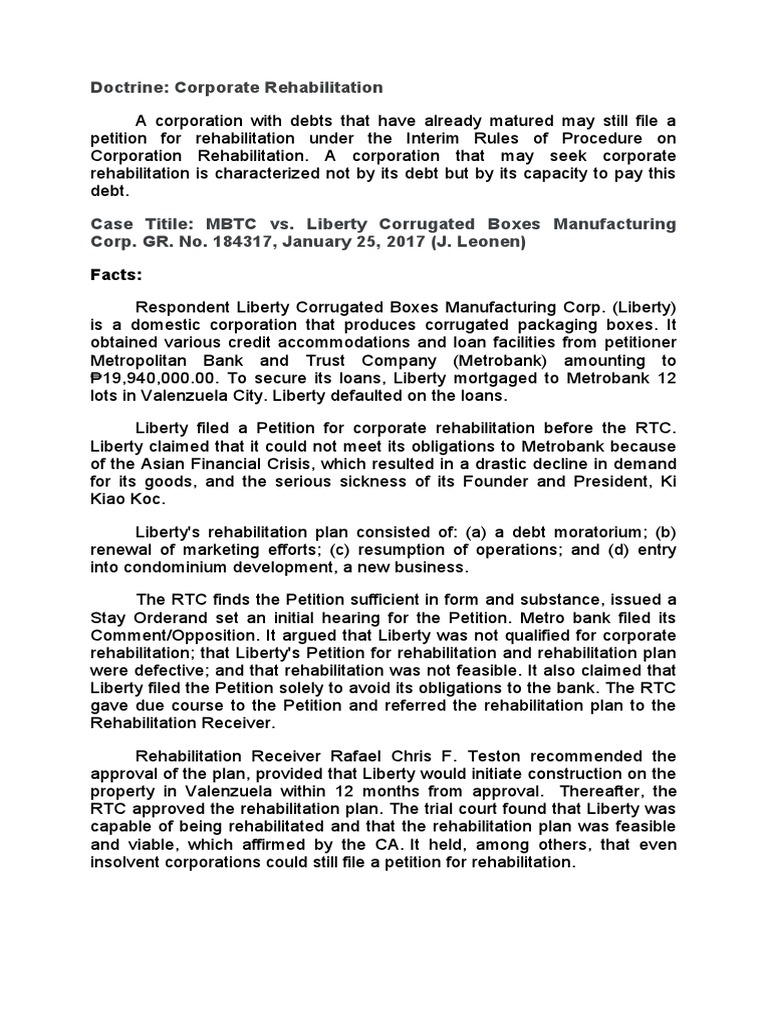 Liberty Corrugated Boxes Rehab Case | PDF | Justice | Crime & Violence