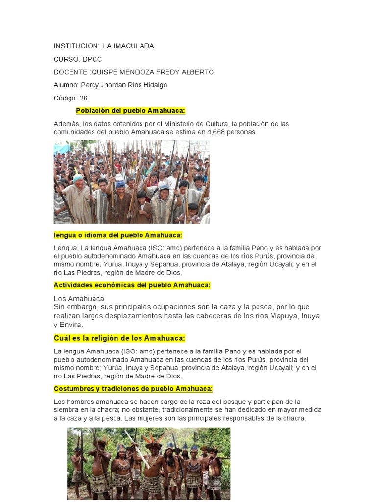 Cultura y lengua del pueblo Amahuaca | PDF