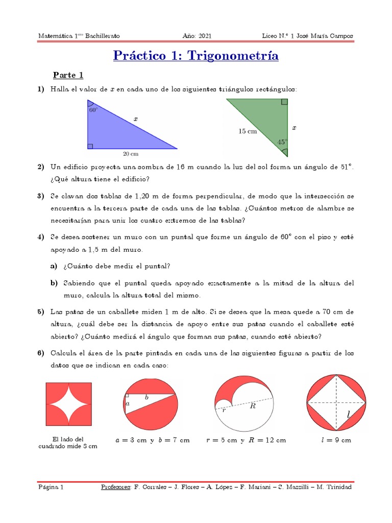 Practico 1 - Trigonometria | PDF | Triángulo | Geometría Elemental