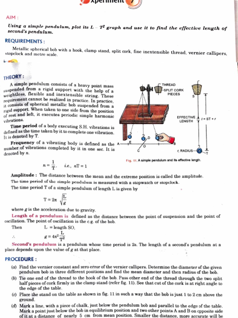 Experiment 7 Grade 11 | PDF | Pendulum | Oscillation