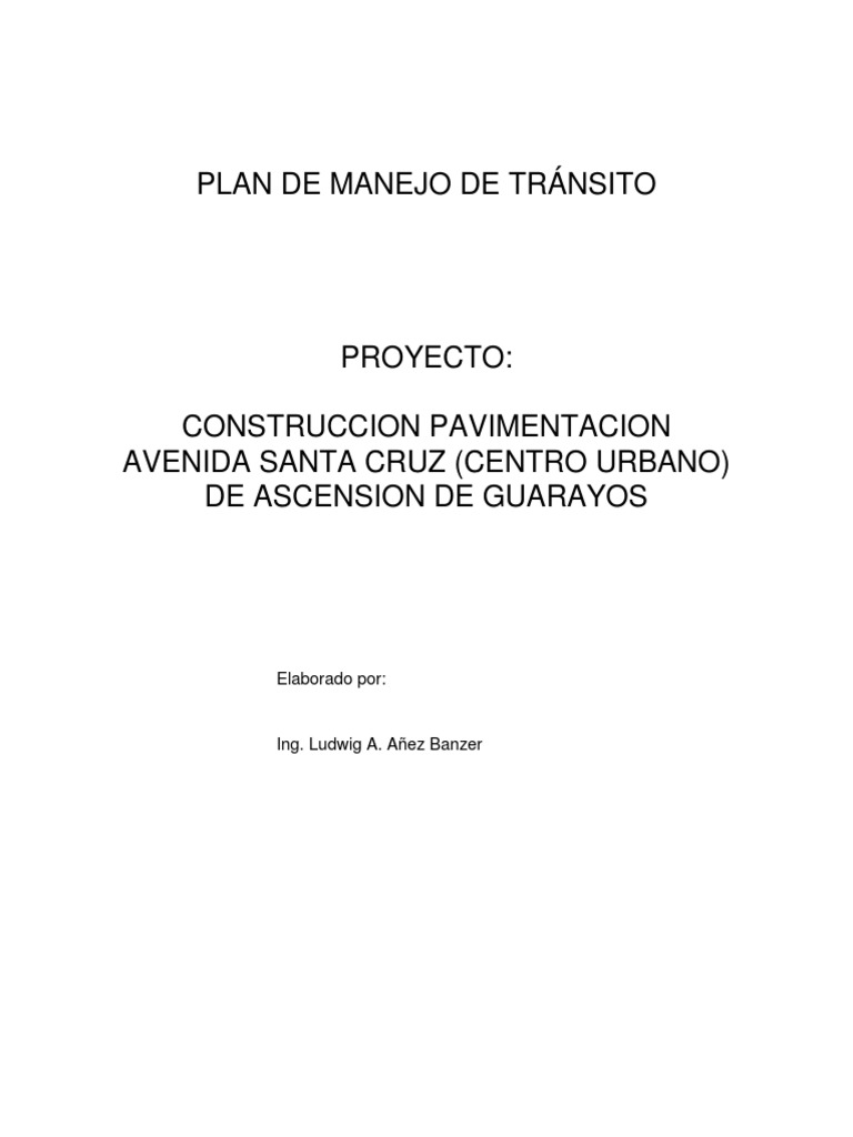 PLAN DE MANEJO DE TRÁNSITO - Guarayos | Descargar gratis PDF | La ...