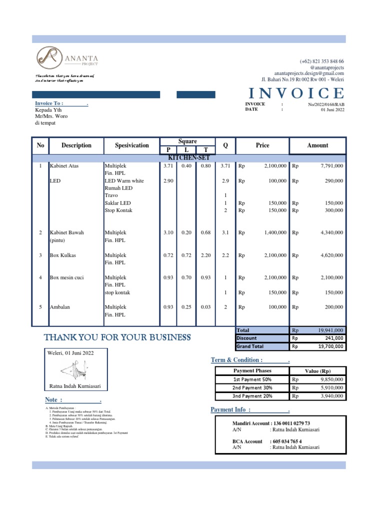 Invoice Production Kitchen-Set | PDF
