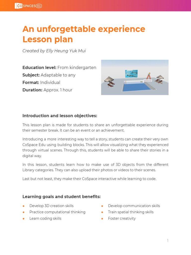 Unforgettable Experience Lesson Plan | PDF | Lesson Plan | Experience