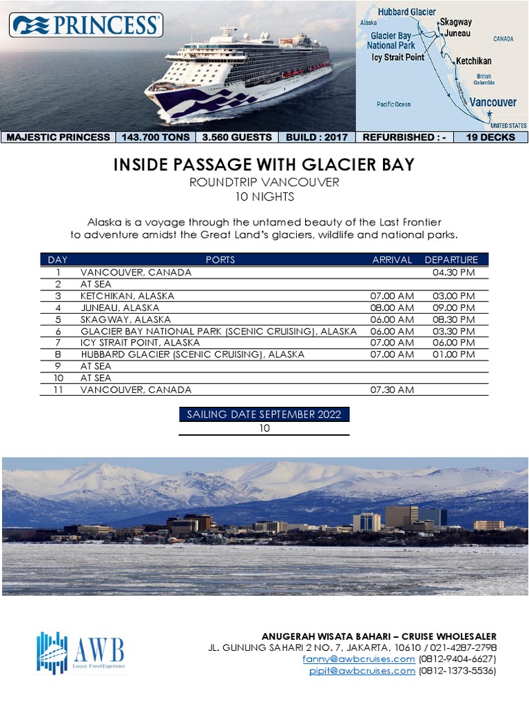 Princess Cruise - Alaska Itinerary 2022 - Inside Passage - MJ | PDF ...