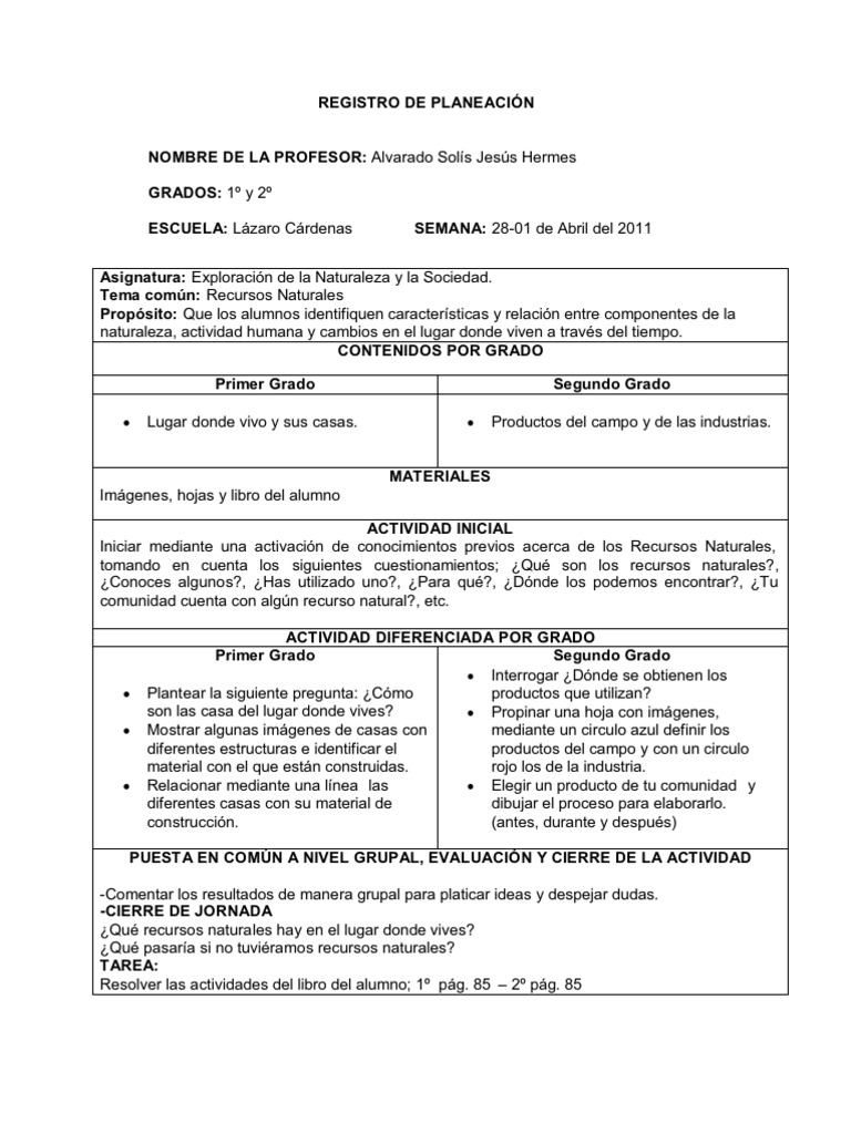 Planeacion Multigrado 1o y 2o