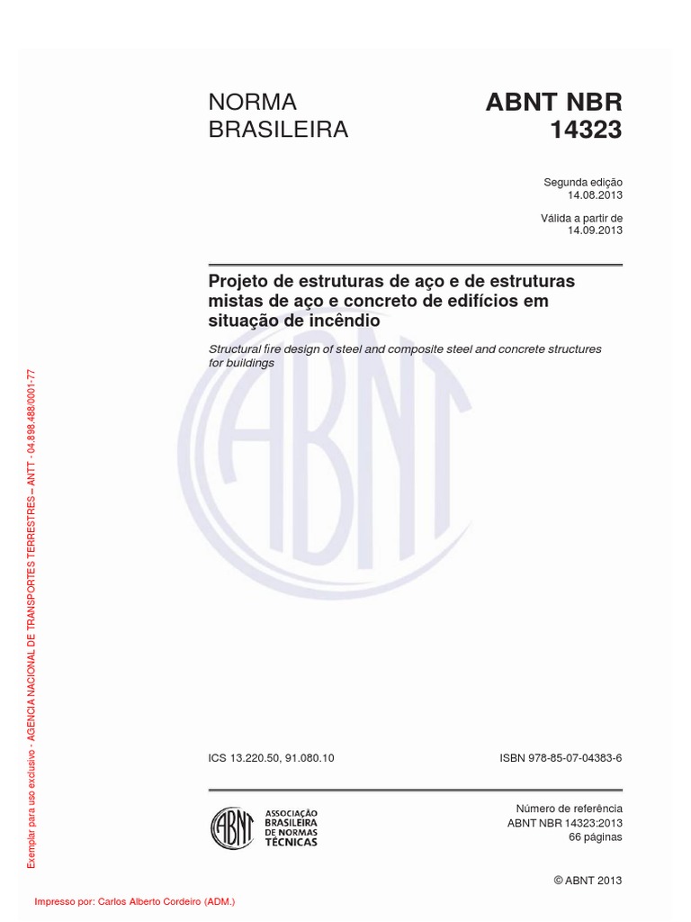 NBR 14323-2013 | PDF | Viga | Flexão (Física)