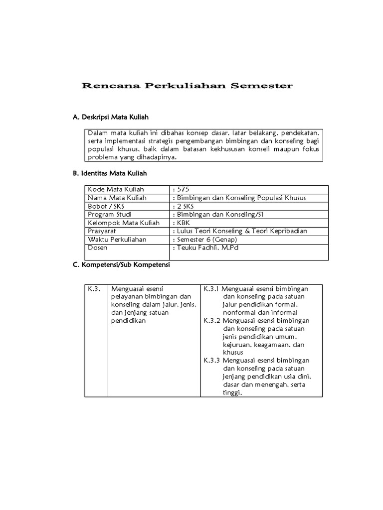 Rencana Perkuliahan Semester | PDF | Karier & Perkembangan | Kesehatan ...