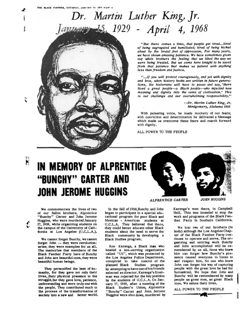 Remembering Bunchy Carter and John Huggins | PDF | Government | Crime ...