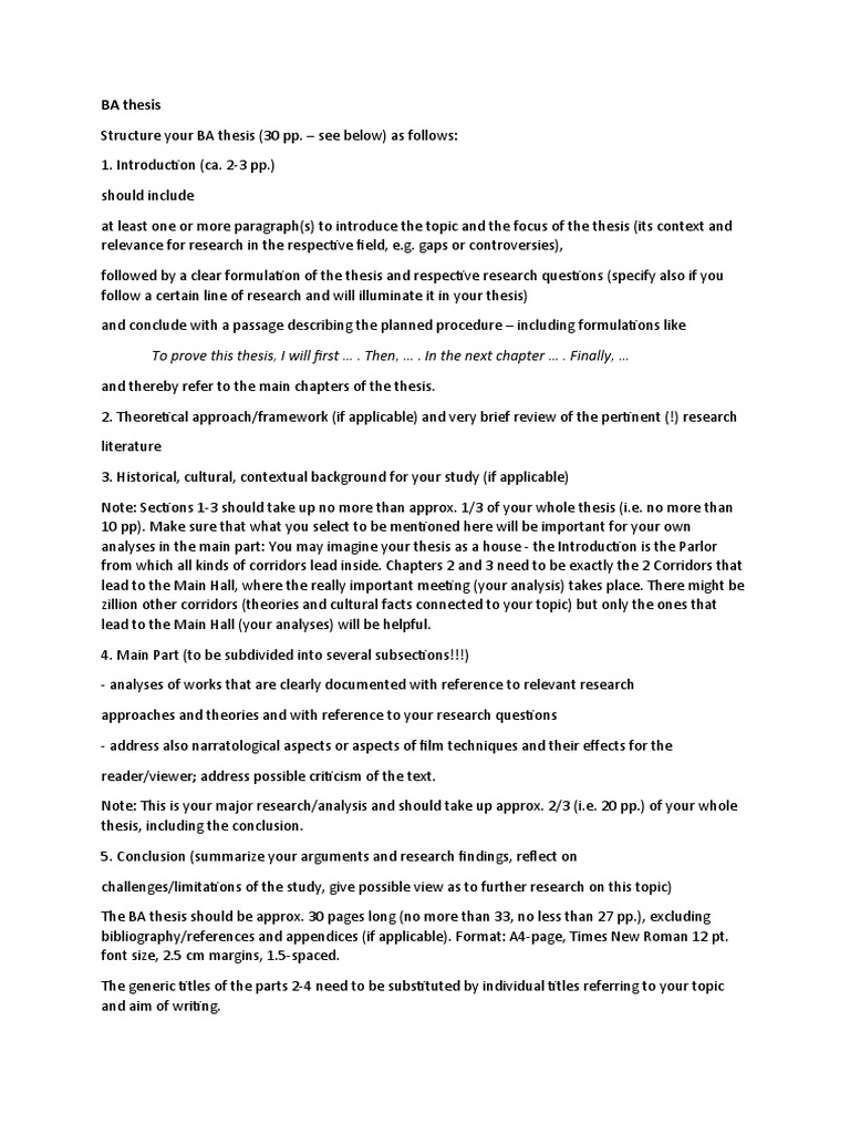 BA Thesis: To Prove This Thesis, I Will First - Then, - in The Next ...