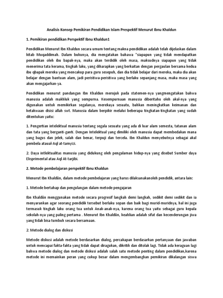 Pemikiran Pendidikan Ibnu Khaldun | PDF | Filsafat | Sains & Matematika