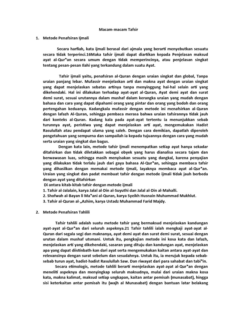 Macam-Macam Tafsir | PDF Macam-Macam Tafsir | PDF