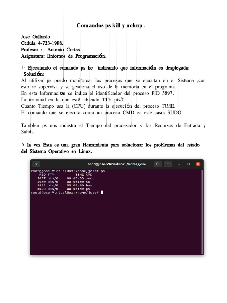 Comando Ps Kill y Nohup | PDF | Sistema operativo | Unidad Central de procesamiento