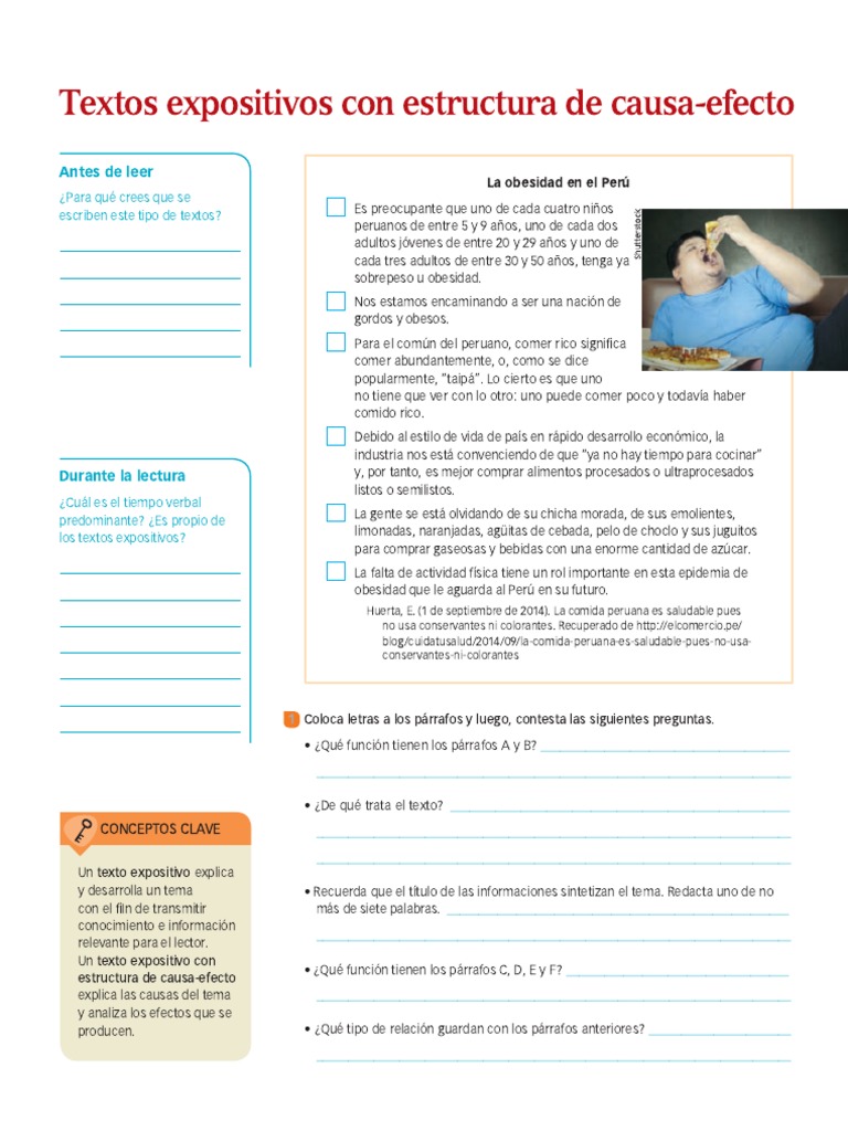 Texto Expositivo Con Estructura de Causa-Efecto | PDF | Obesidad