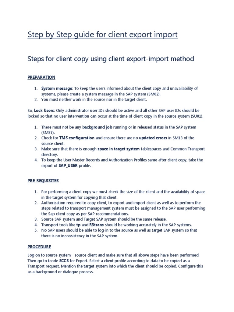Step by Step Guide For Client Export Import | Download Free PDF | Computing | Data Management