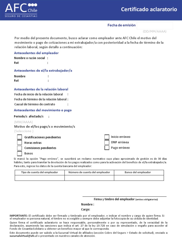 8 Certificado Aclaratorio AFC | PDF