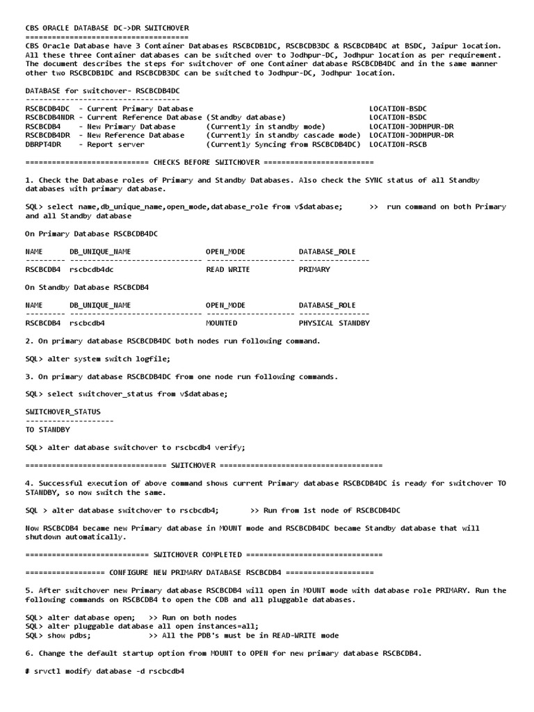 SOP DC-DR Database DRILL | PDF | Databases | Data