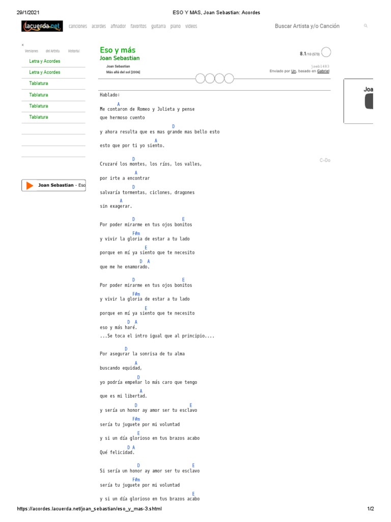 ESO Y MAS, Joan Sebastian - Acordes | PDF