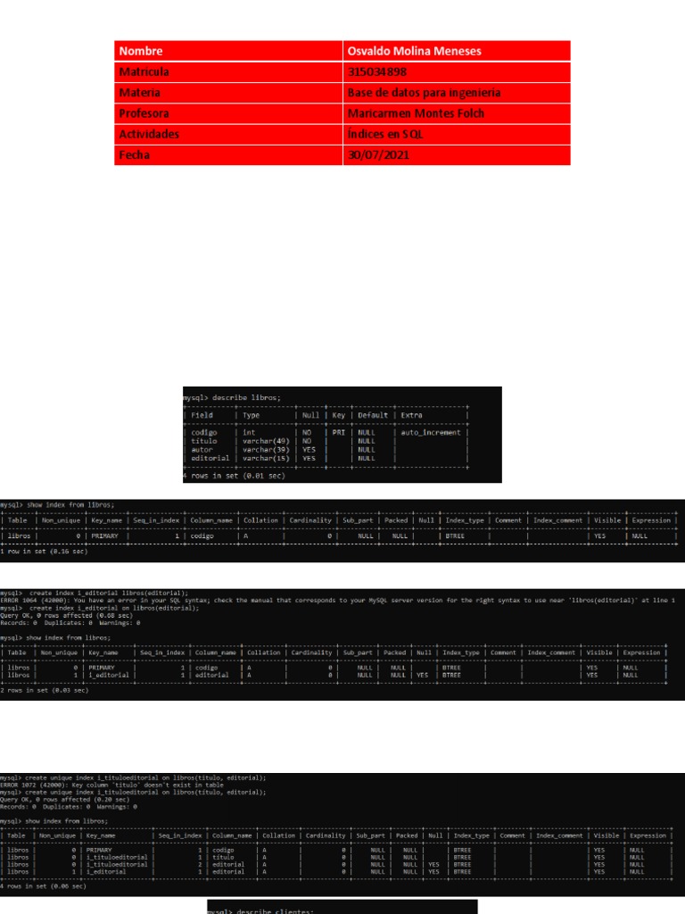  ndices En SQL PDF