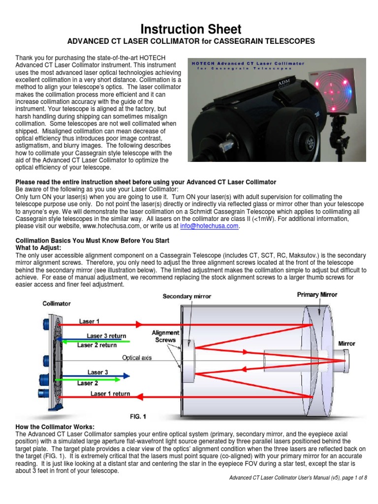 Cassegrain Telescope Collimation Guide | PDF | Mirror | Telescopic Sight