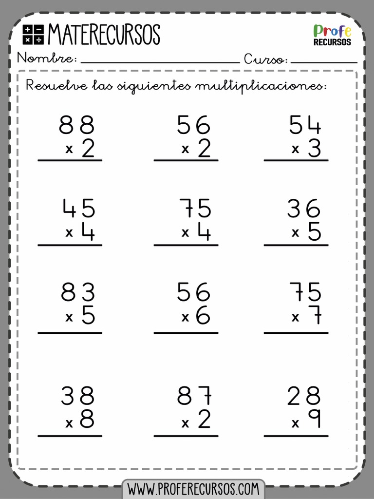 Fichas Multiplicaciones | PDF