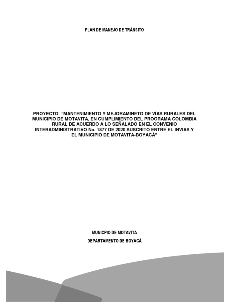 Plan de Manejo de Transito (Consorcio Vial Sote) | PDF | Peatonal ...