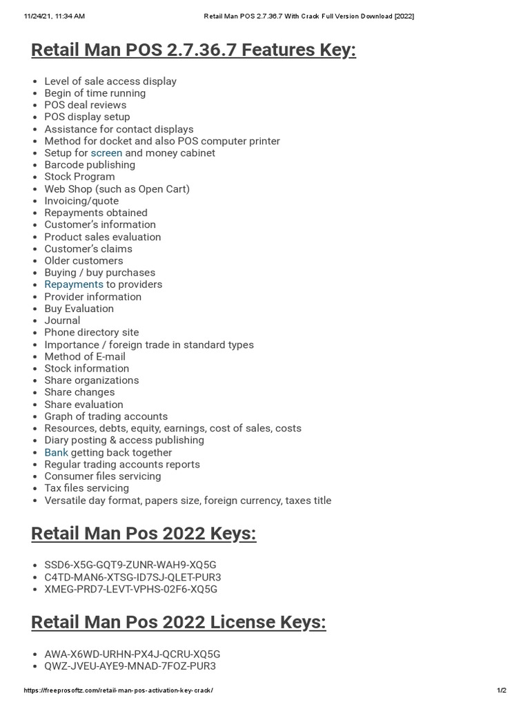 Retail Man POS 2.7.36.7 With Crack Full Version Download (2022) | PDF