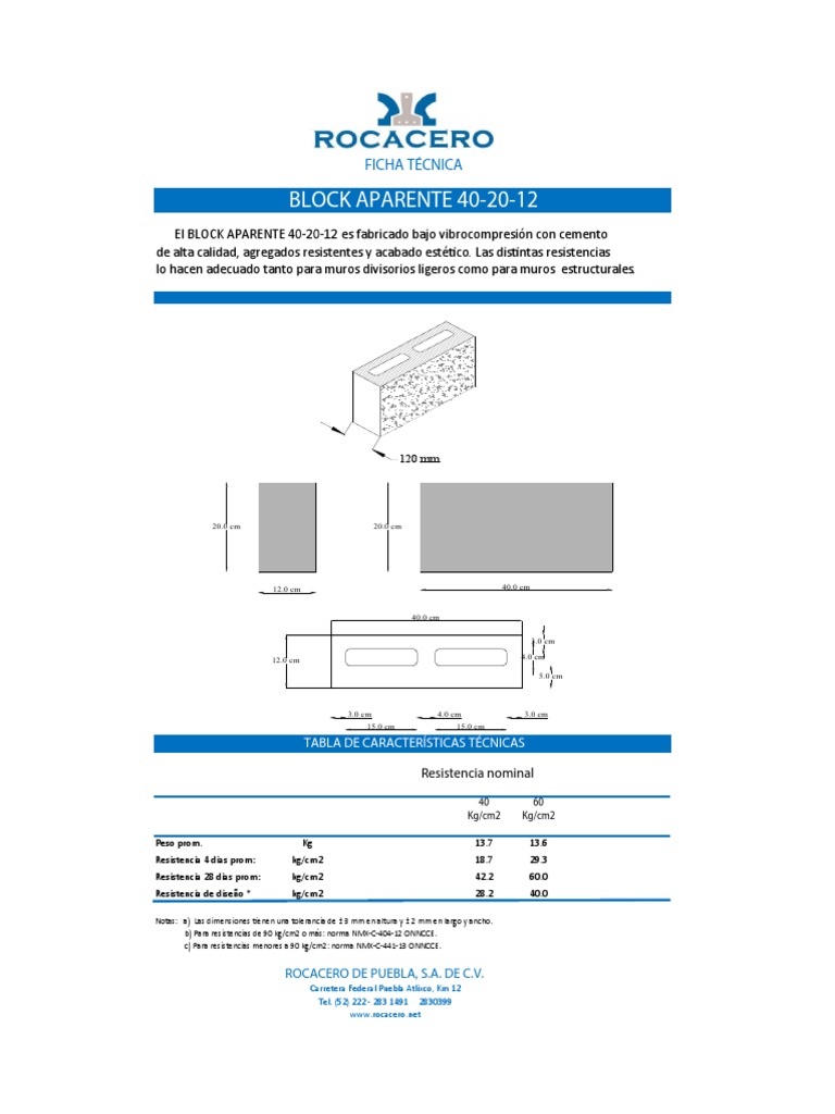 Fichas Técnicas Block Aparente | PDF