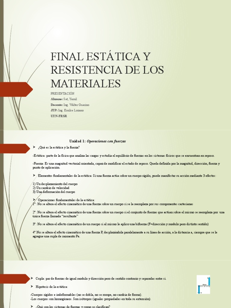 FINAL ESTATICA Y RESISTENCIA DE LOS MATERIALES (Etapa 1) | PDF | Fricción | Pandeo