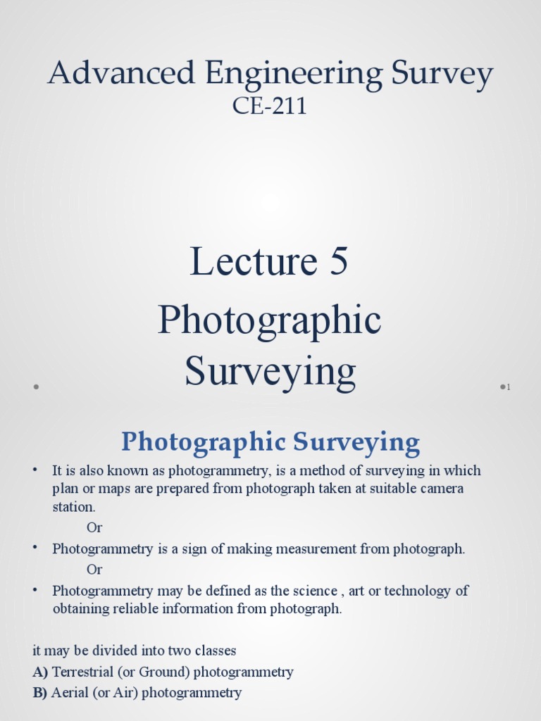 Lec 06 Photographic Surveying | PDF | Stereoscopy | Camera