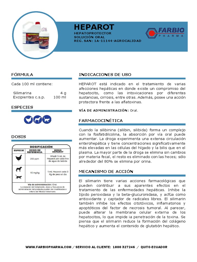 Heparot: Hepatoprotector Oral para Animales | PDF | Farmacocinética ...