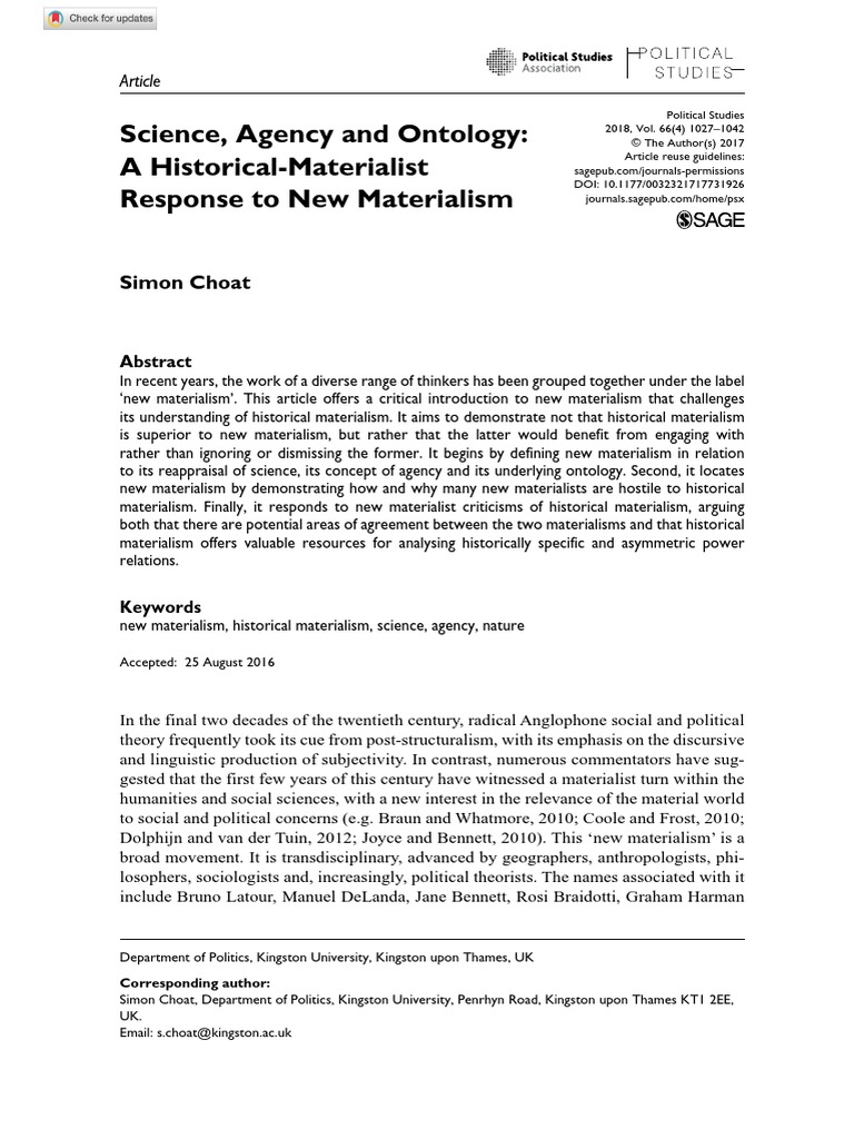 A Historical-Materialist Response To New Materialism | PDF ...