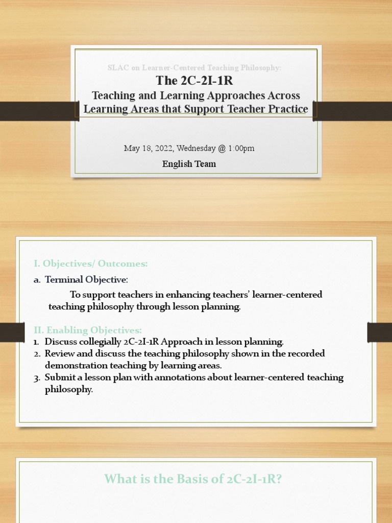 SLAC on Learner-Centered Teaching: 2C-2I-1R Approaches | PDF ...