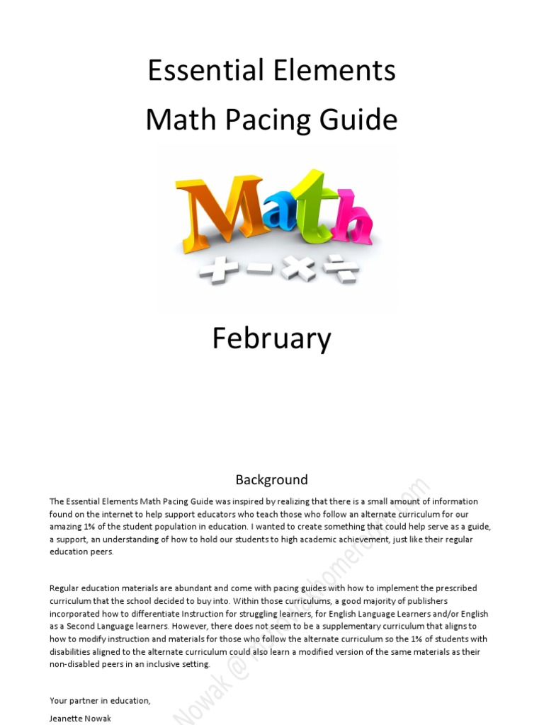 Essential Elements Math Pacing Guide February Part 1 | PDF | Area ...